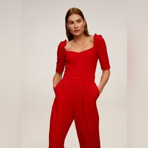 Mango | Pants & Jumpsuits | Mng Mango Red Flowy Long Jumpsuit | Poshmark
